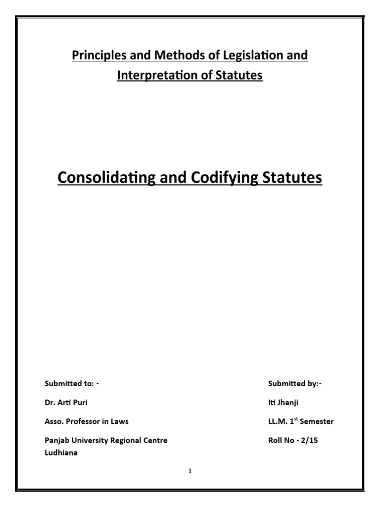 Codifying and Consolidating Statutes | PDF | Repeal | Codification (Law)