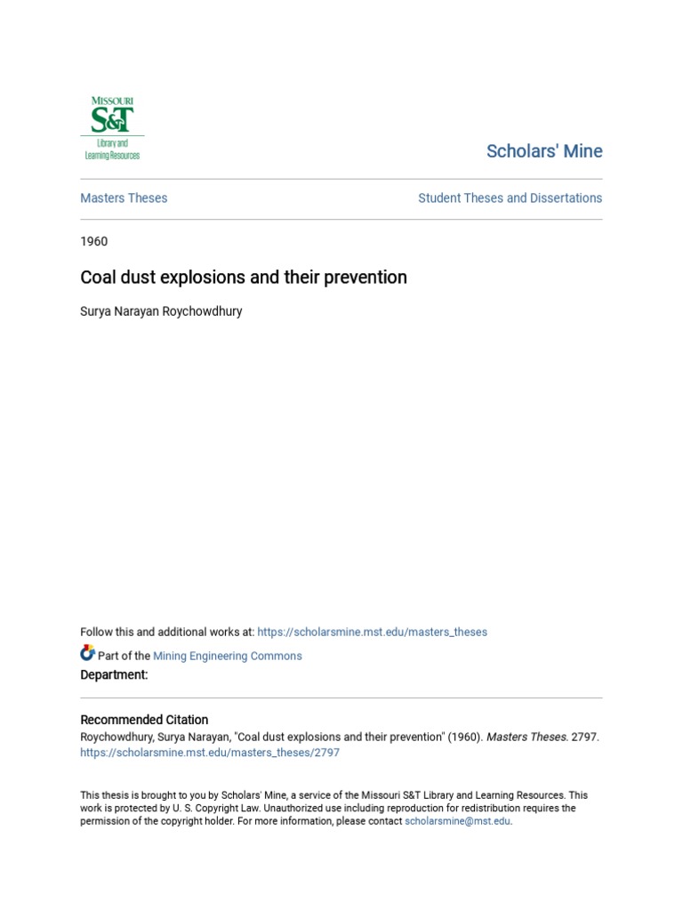 Coal Dust Explosions and Their Prevention | PDF | Drag (Physics ...