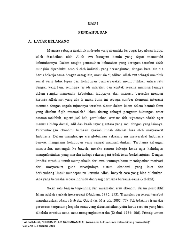 Makalah Akad Musyarakah (Bab 1 Dan 2) | PDF