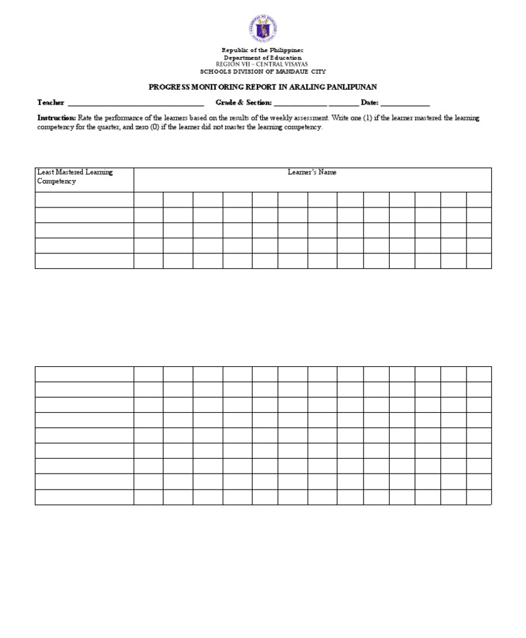 Progress Monitoring Report 1 | PDF