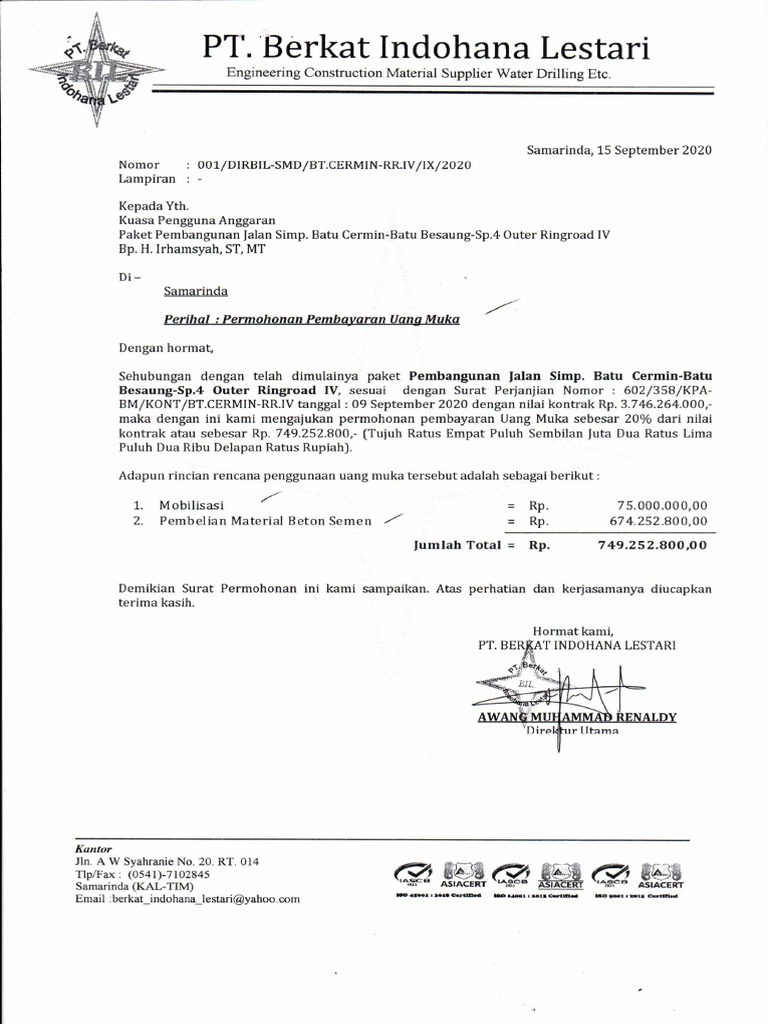 1 Surat Tagihan Dari Penyedia | PDF