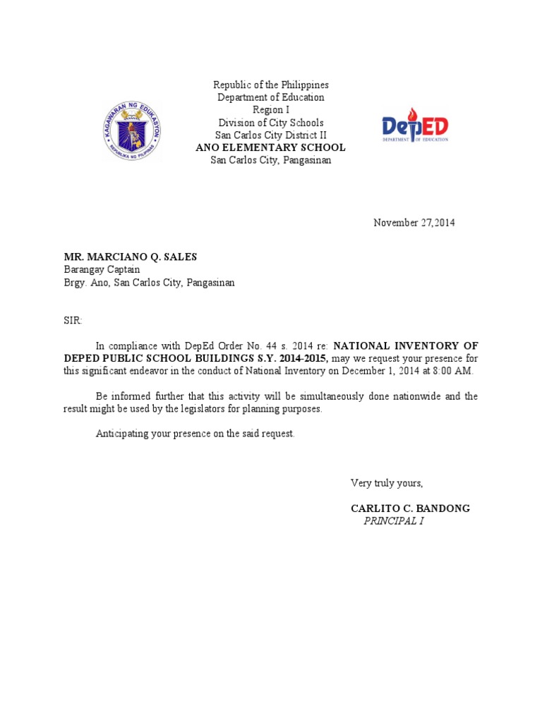 Letter - Request For Presence | PDF | Philippines | Further Education