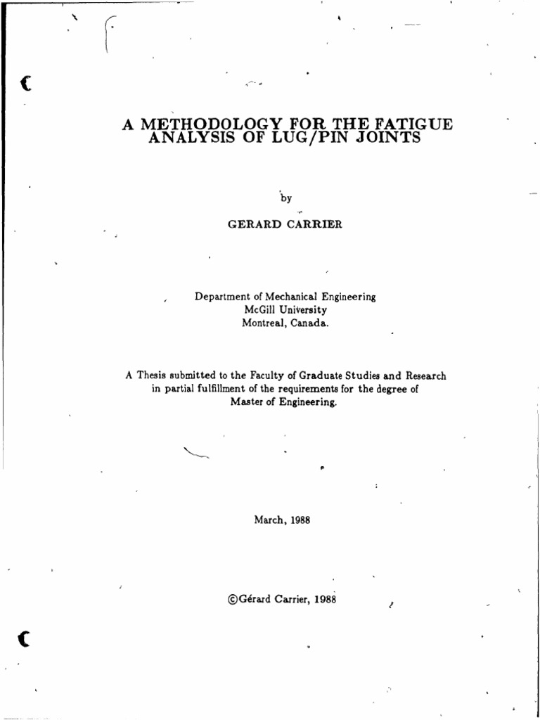 A Methodology For The Fatigue Analysis of Lug Pin Joints | PDF ...