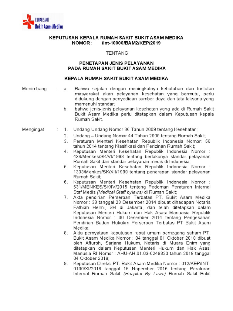 Jenis Pelayanan RS Bam | PDF