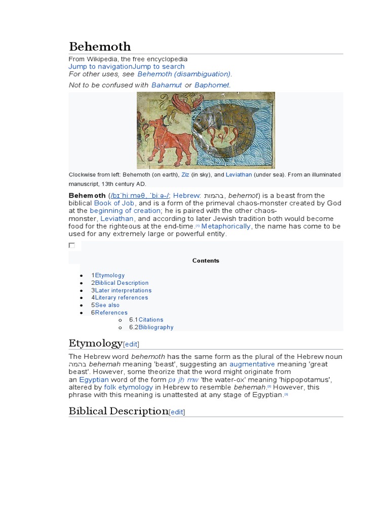 Behemoth: Etymology | PDF | Bible Content | Book Of Job