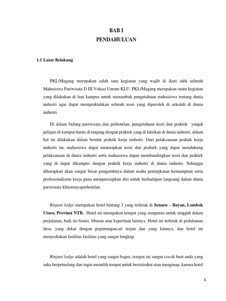 Contoh Isi Laporan PKL NEW | PDF