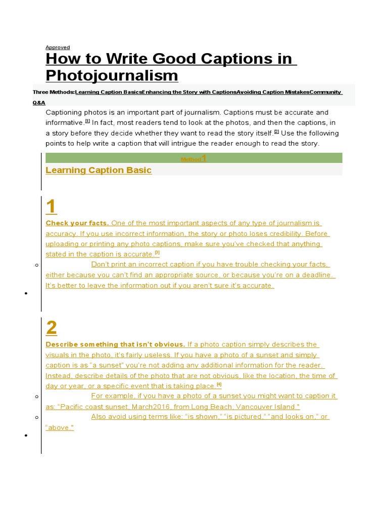 How To Write Good Captions in Photojournalism: Learning Caption Basic ...