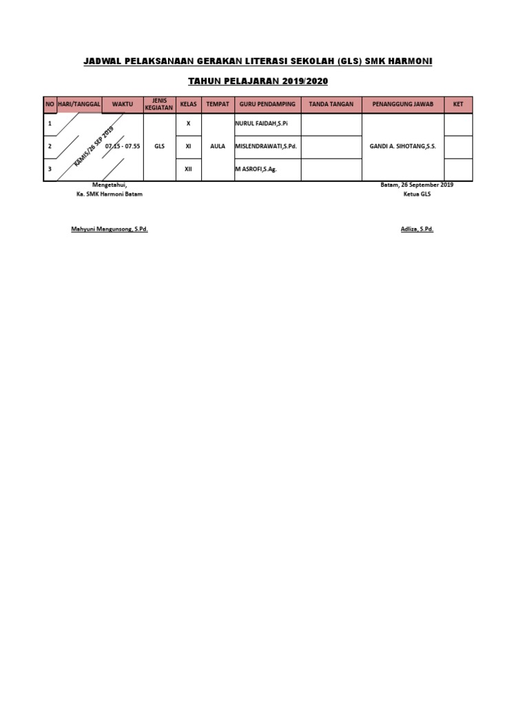 Jadwal Gls | PDF