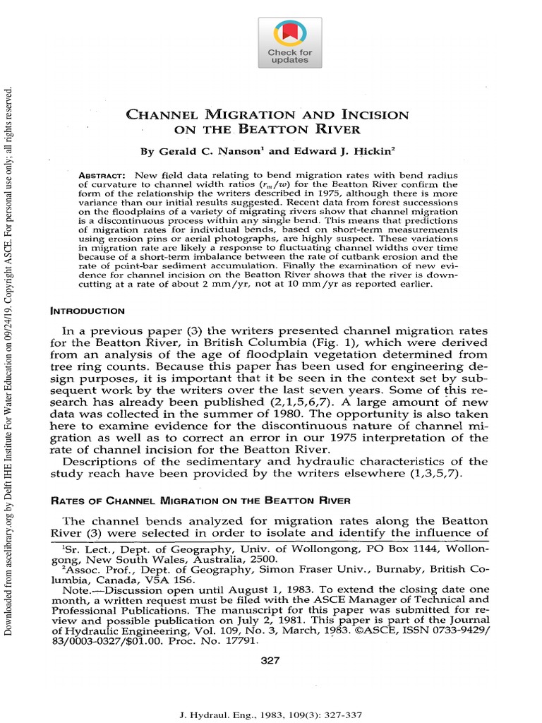 Channel Migration and Incision On The Beatton Rlver: by Gerald C ...