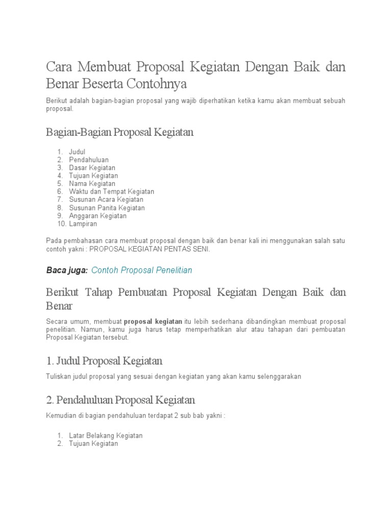 Cara Membuat Proposal Kegiatan Dengan Baik Dan Benar Beserta Contohnya ...