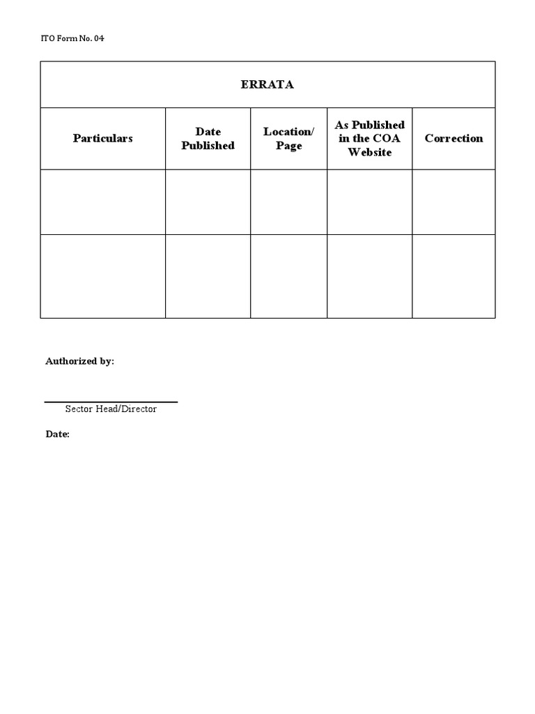 ITO Errata Form No4 | PDF