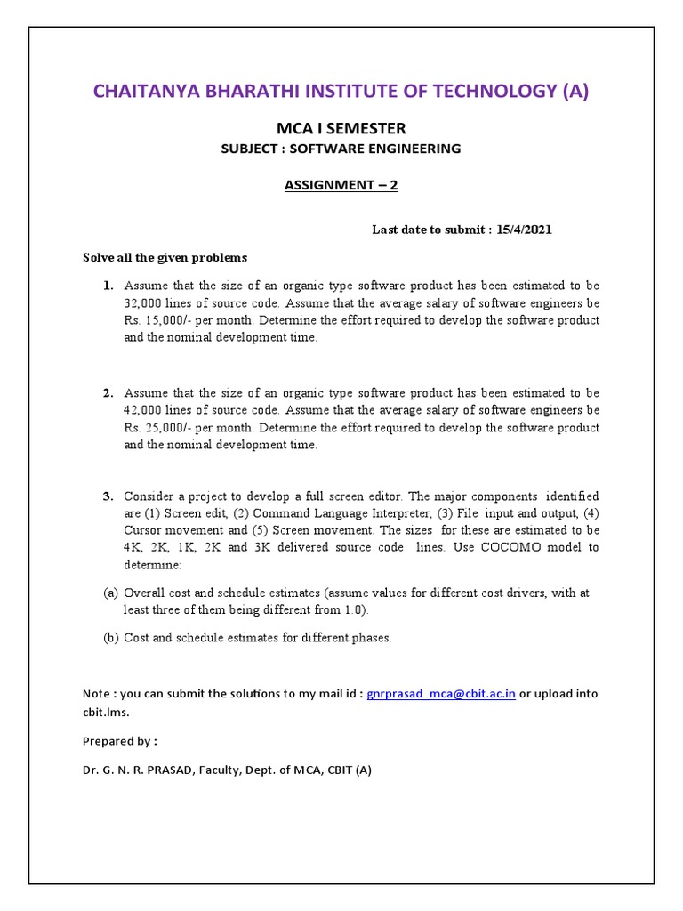 Chaitanya Bharathi Institute of Technology (A) : Mca I Semester | PDF | Computers