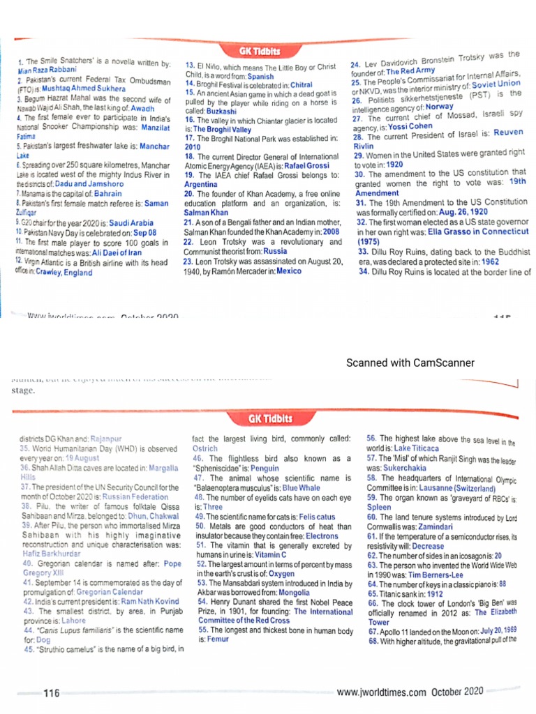 GK Tidbits World Times | PDF