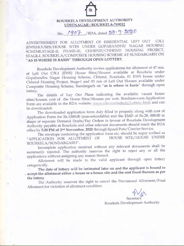 Lottery RDA FORM | PDF