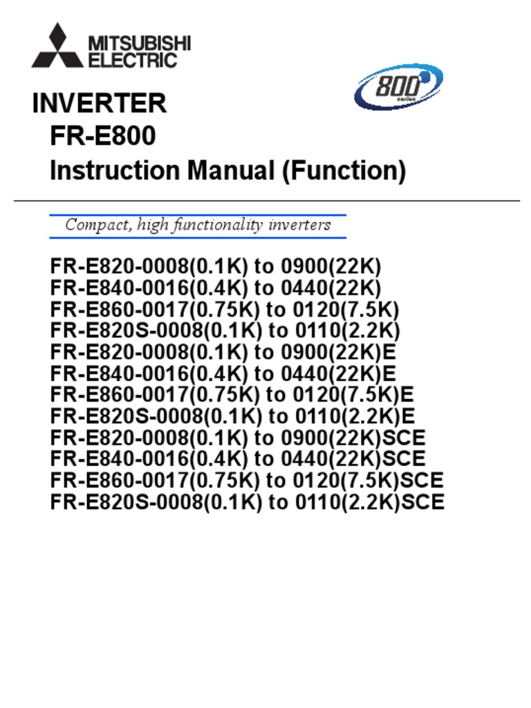 FR-E800 Instruction Manual - Function Ib0600868enge | PDF | Power ...