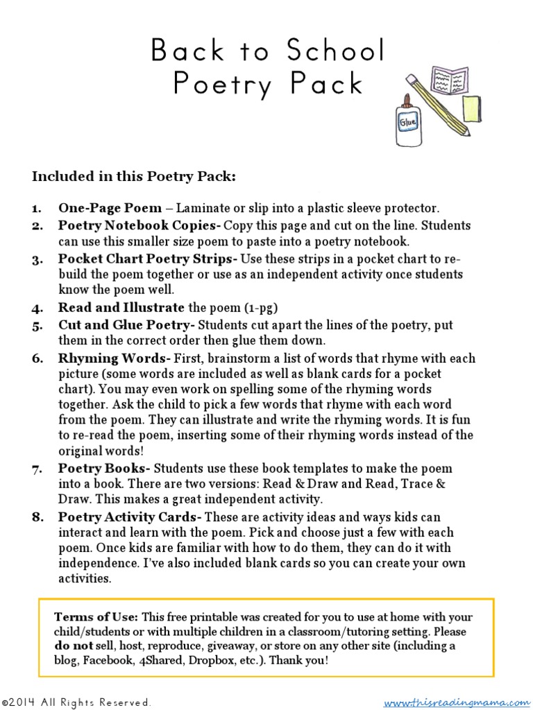Back To School Poetry Pack | PDF | Rhyme | Poetry
