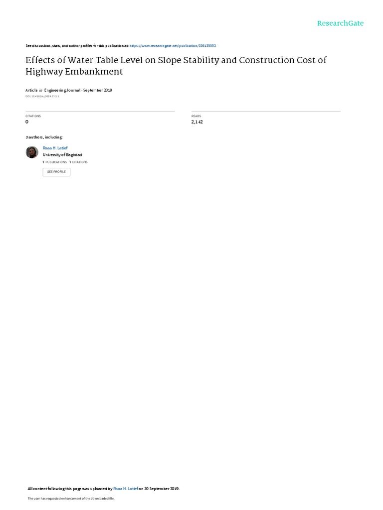 Effects of Water Table On Slope Stability | PDF | Soil | Civil Engineering