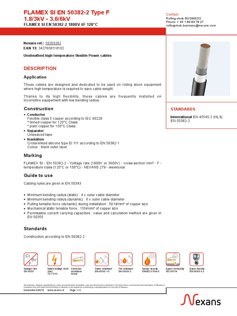 Nexans Flamex High Temperature Flexible Power Cables | PDF | Electrical ...