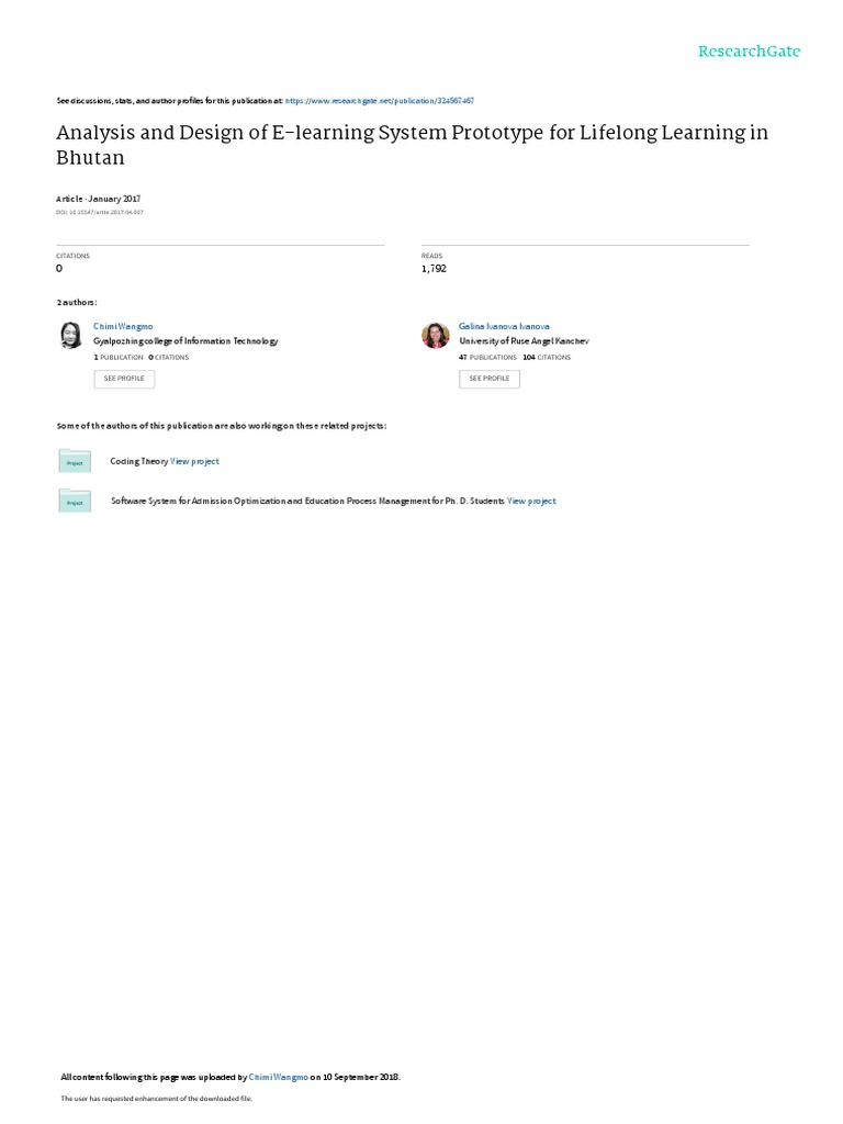 Analysis and Design of E-Learning System Prototype | PDF | Educational ...