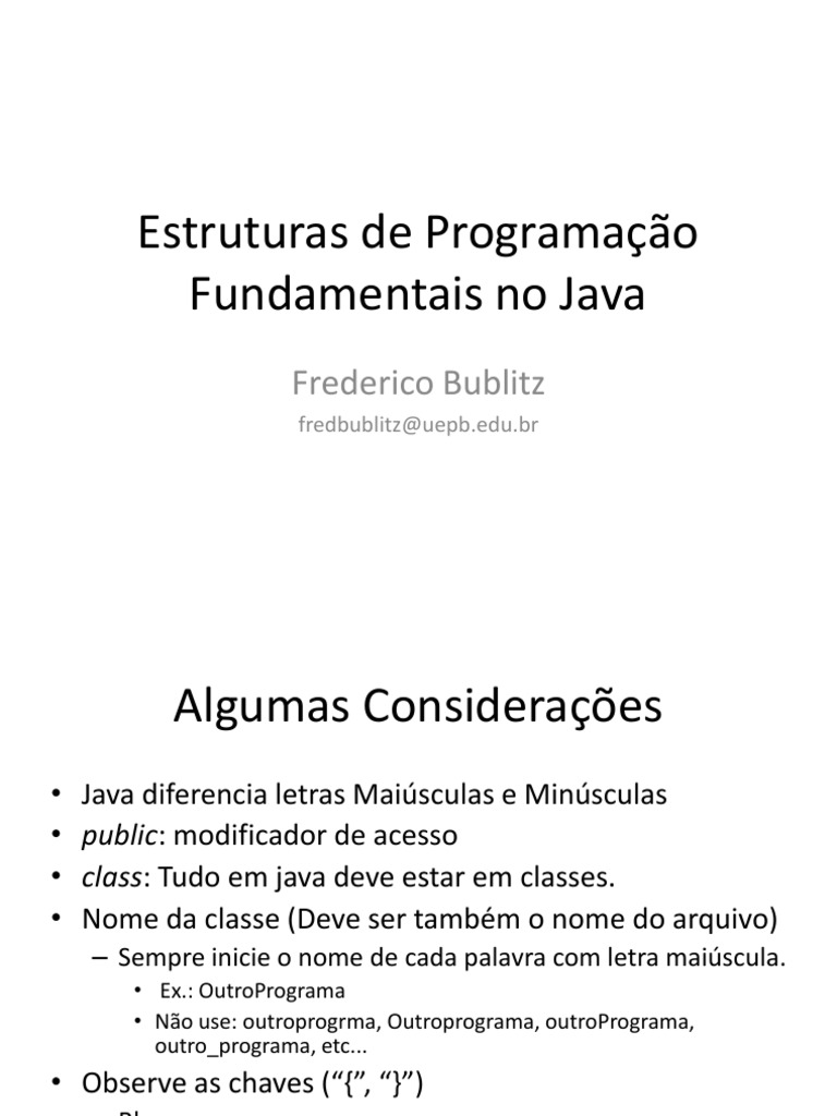3 Estruturas de Programação Fundamentais No Java | PDF | Java ...