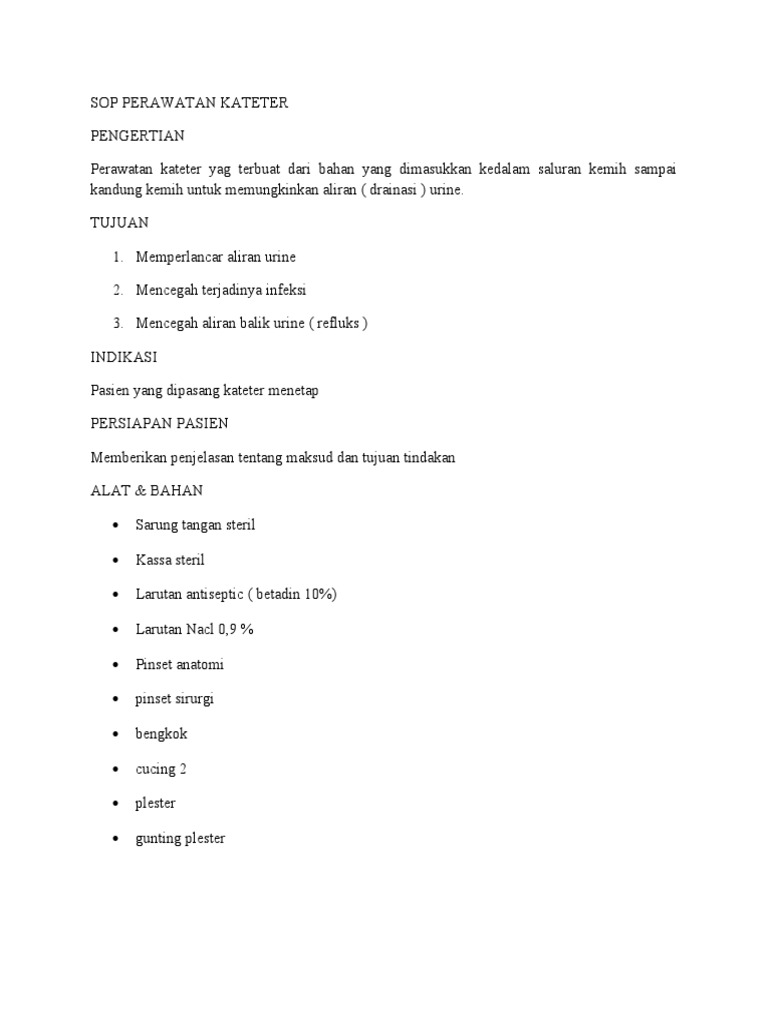 Sop Perawatan Kateter | PDF