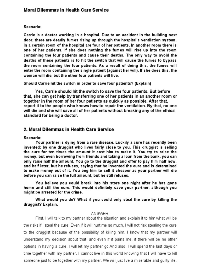 Moral Dilemmas in Health Care Service | PDF | Patient | Hospital