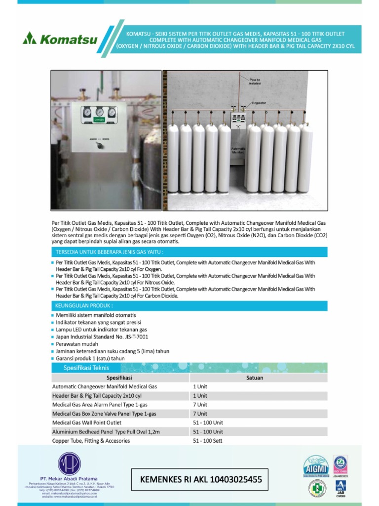 Komatsu Seiki Sistem Gas Medis 51 - 100 Titik Outlet | PDF