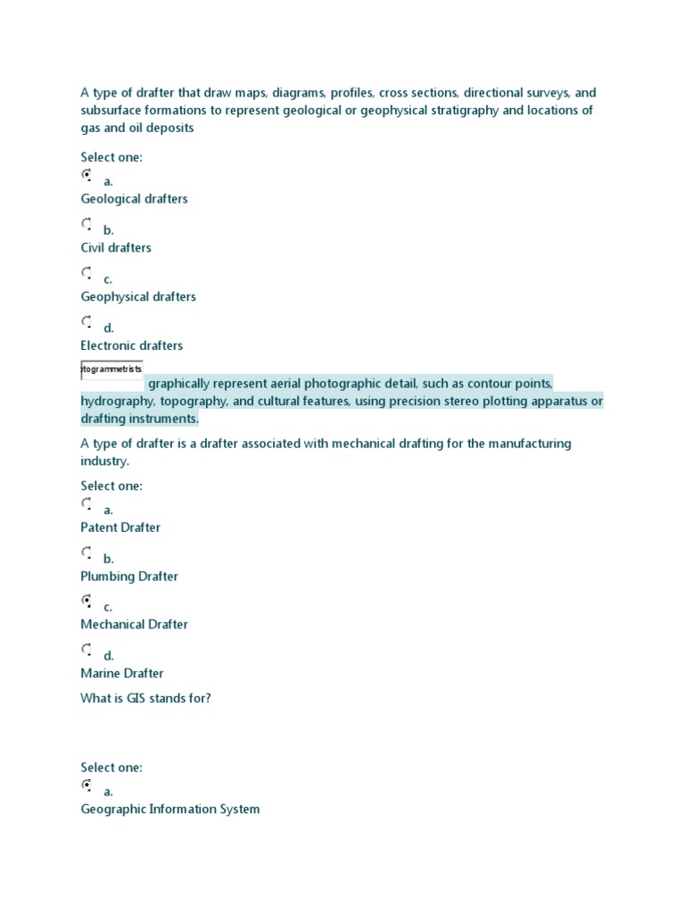 Computer Aided Drafting Quiz 1 | PDF | Technical Drawing | Geographic ...
