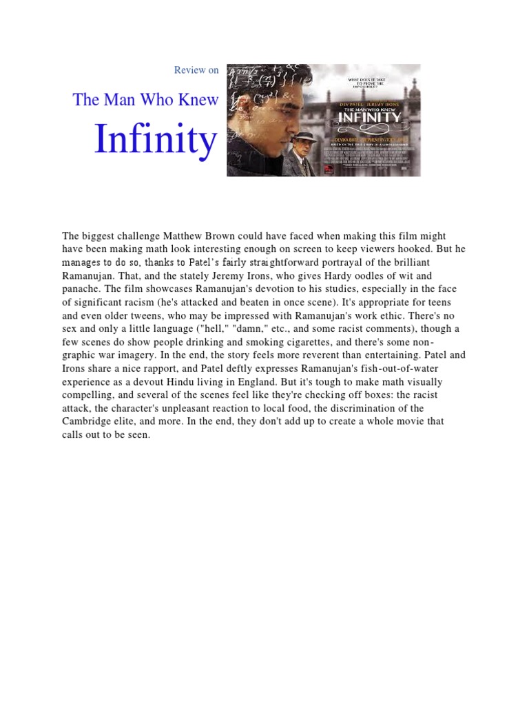 Review of "The Man Who Knew Infinity" | PDF