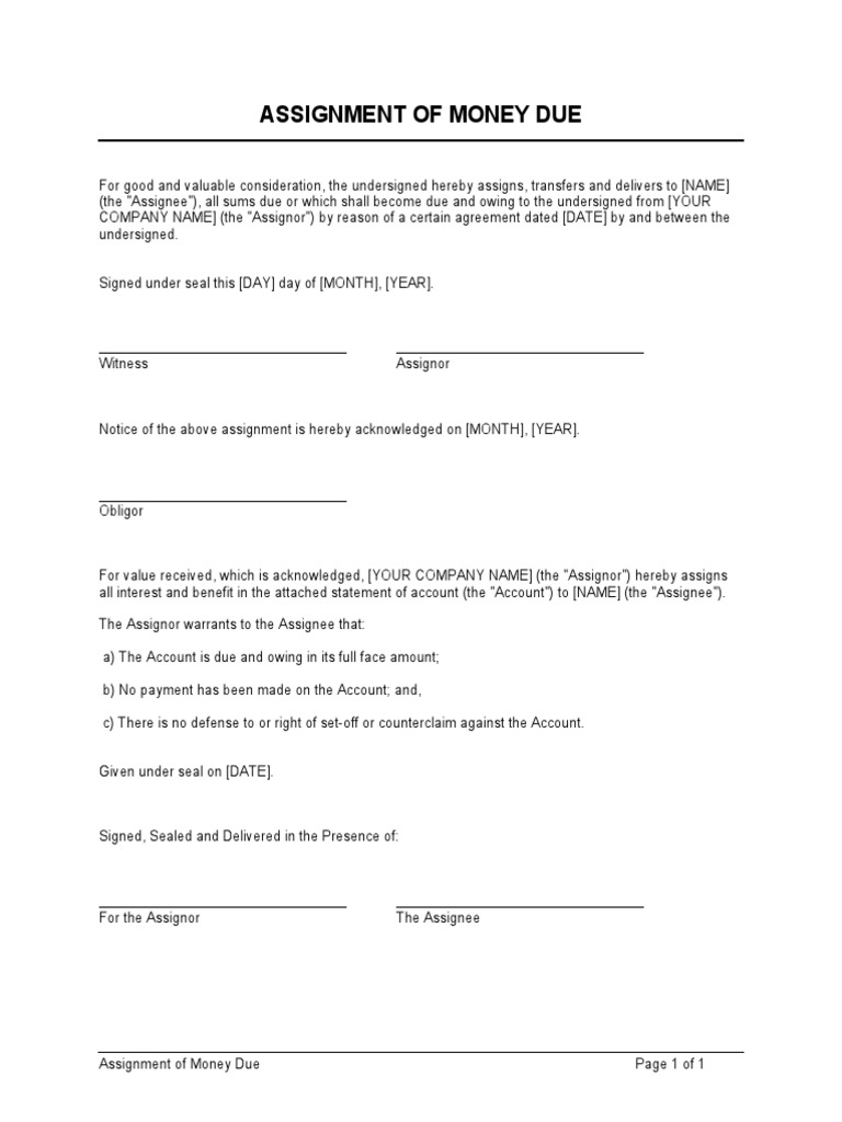 Assignment of Money Due | PDF
