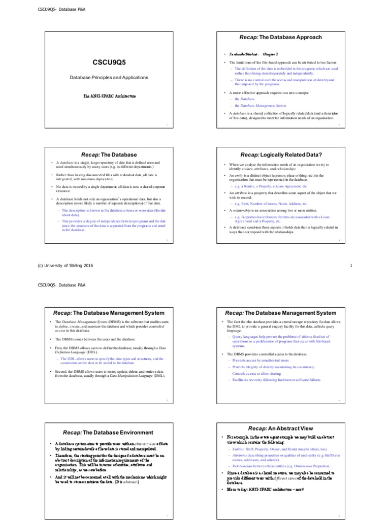 9 - Ansi Sparc-2016 | PDF | Database Schema | Databases