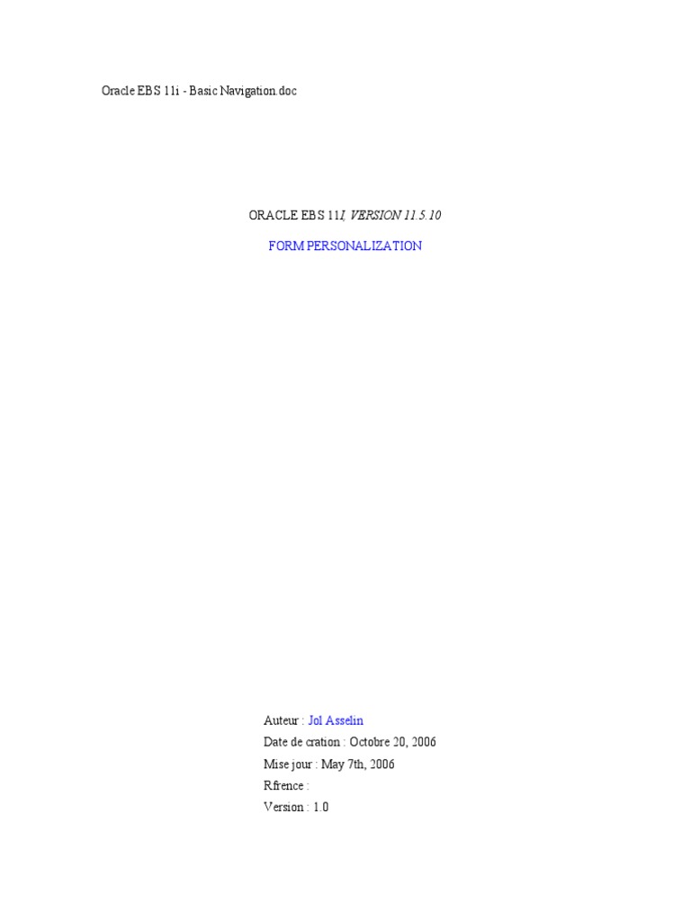 Oracle EBS 11i Forms Personalization Examples - ABB | PDF | Menu ...