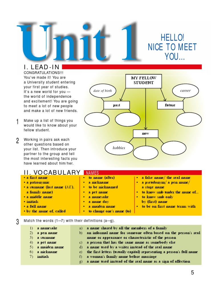 Unit 1: Hello! Nice To Meet You | PDF | Foreign Language Studies ...