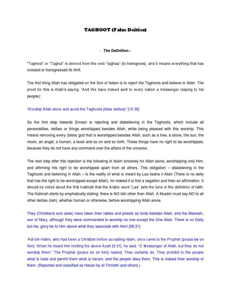 Understanding Taghoot in Islam | PDF | Kafir | Hadith