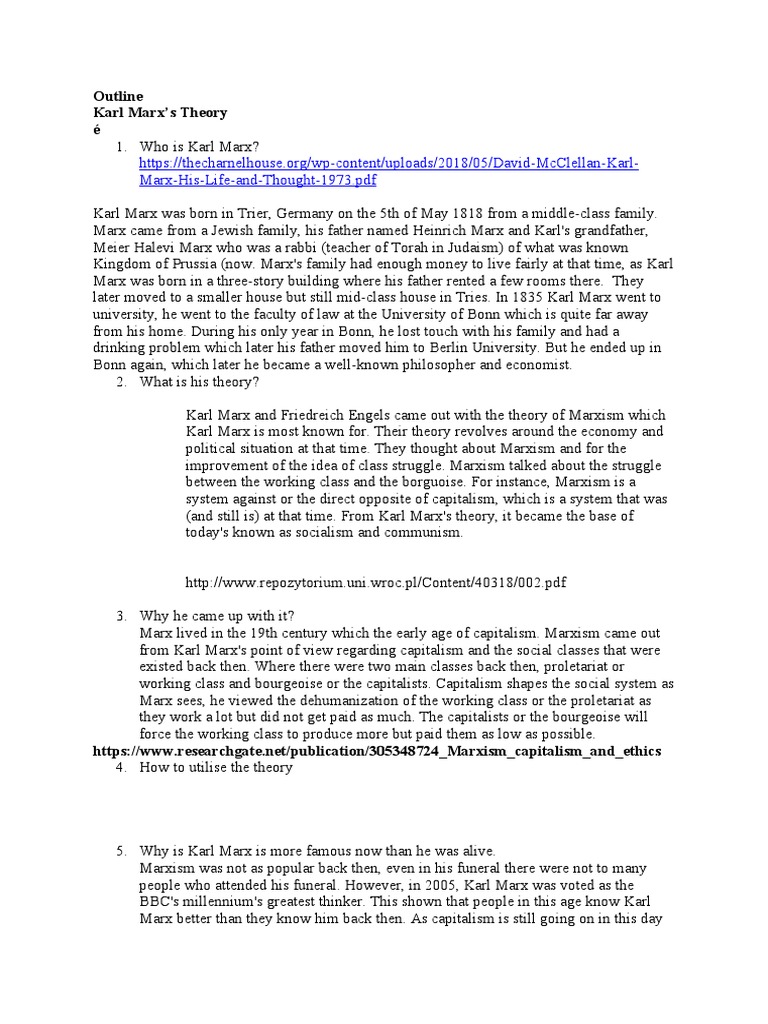 Marx-His-Life-and-Thought-1973.pdf: Outline Karl Marx's Theory É | PDF ...