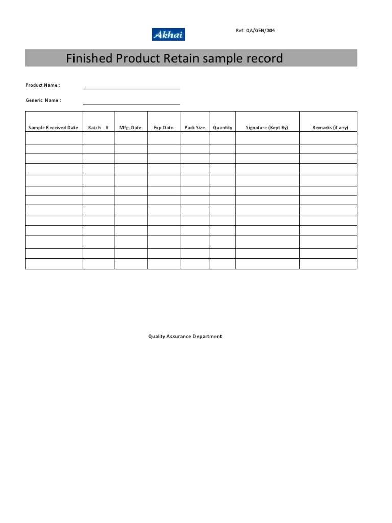 Retain Sample Record Formate | PDF | Technology & Engineering