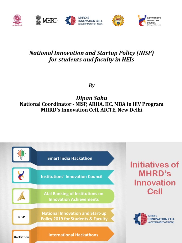 National Innovation and Startup Policy (Nisp) For Students and Faculty ...