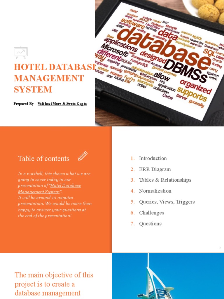 Hotel Database Management System: Prepared by - Vaibhavi More & Sweta ...