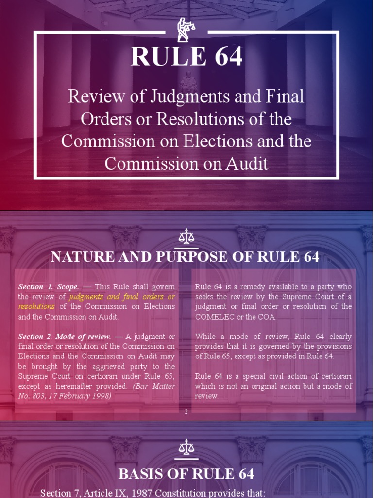 Rule 64 Civil Procedure | PDF | Judgment (Law) | Certiorari