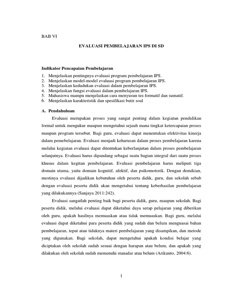 Evaluasi Pembelajaran Ips | PDF