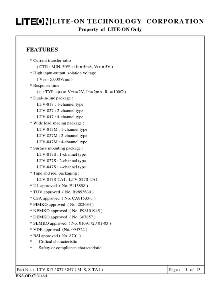 Lite-On Technology Corporation: Features | PDF | Physical Quantities ...