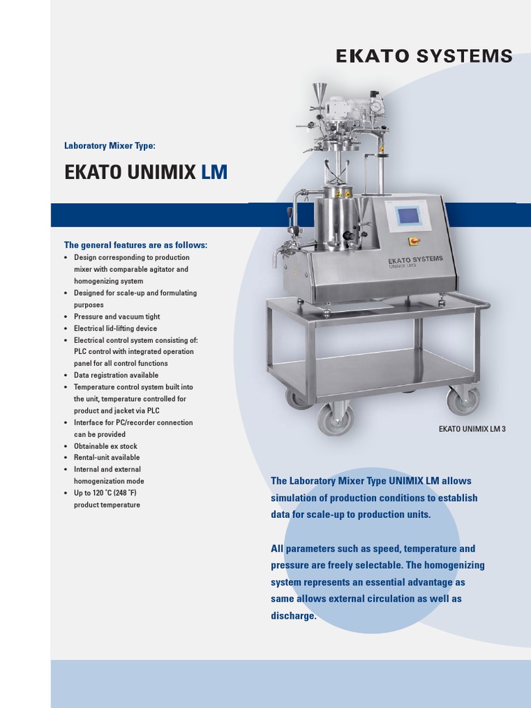 Ekato Unimix LM e | PDF | Physical Quantities | Mechanical Engineering