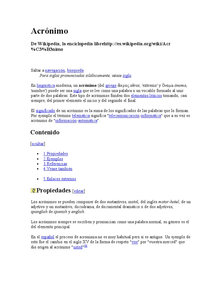 Acrónimo | PDF | Acrónimo | Filología
