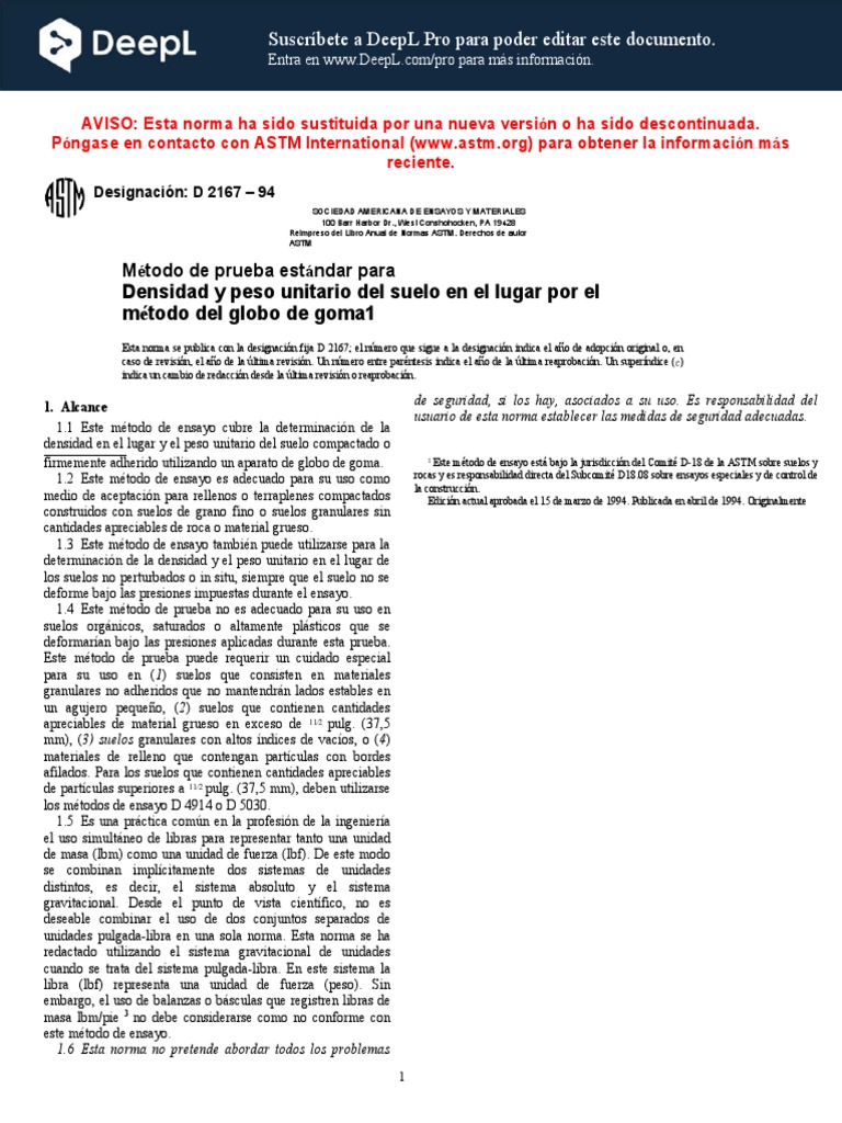 340424457-ASTM-D2167-pdf ES | PDF | Densidad | Volumen