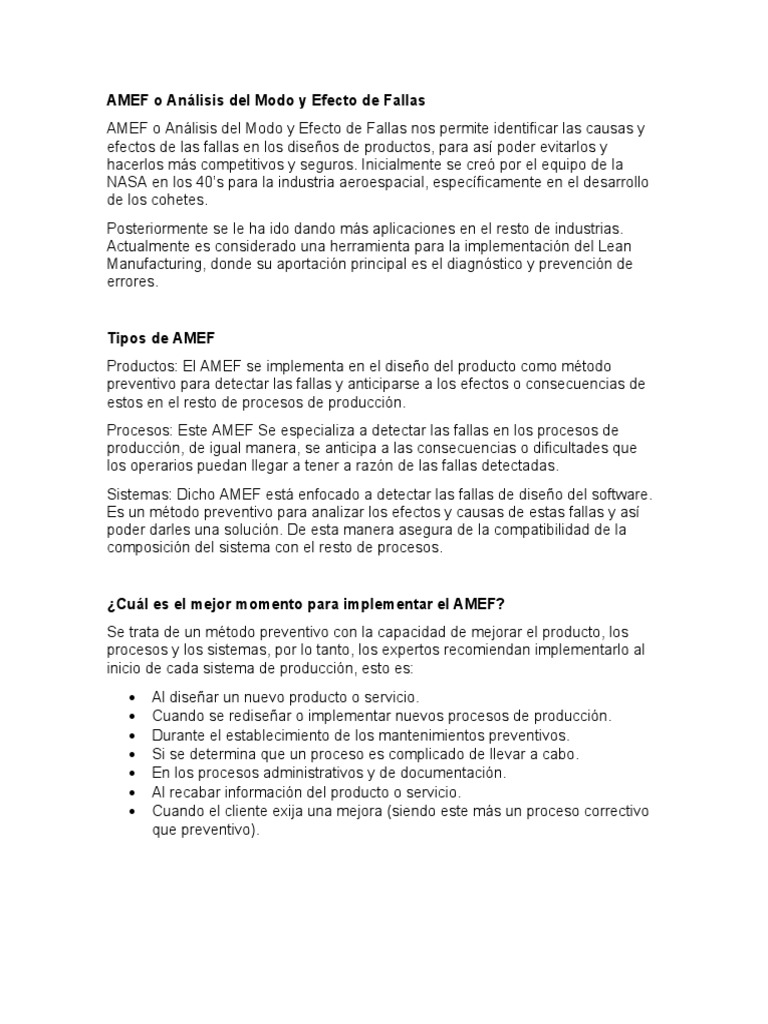 AMEF | PDF | Lean Manufacturing | Medición
