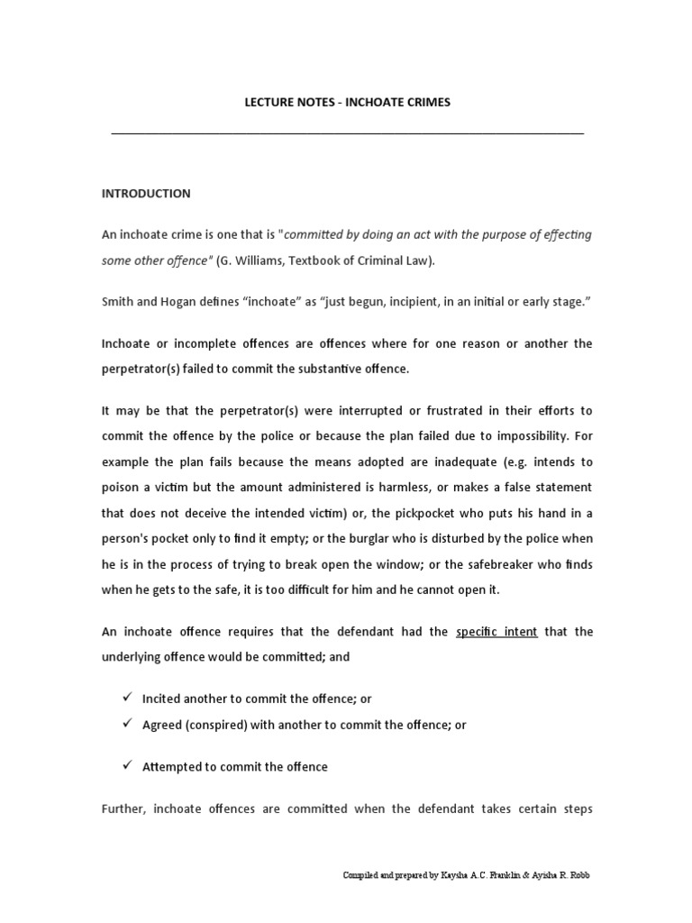 Understanding Inchoate Crimes: Key Concepts | PDF | Conspiracy ...