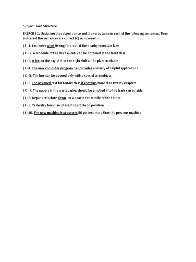 Task 1 - Toefl Structure 1 | PDF