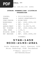 Contoh Struk Token Listrik | PDF