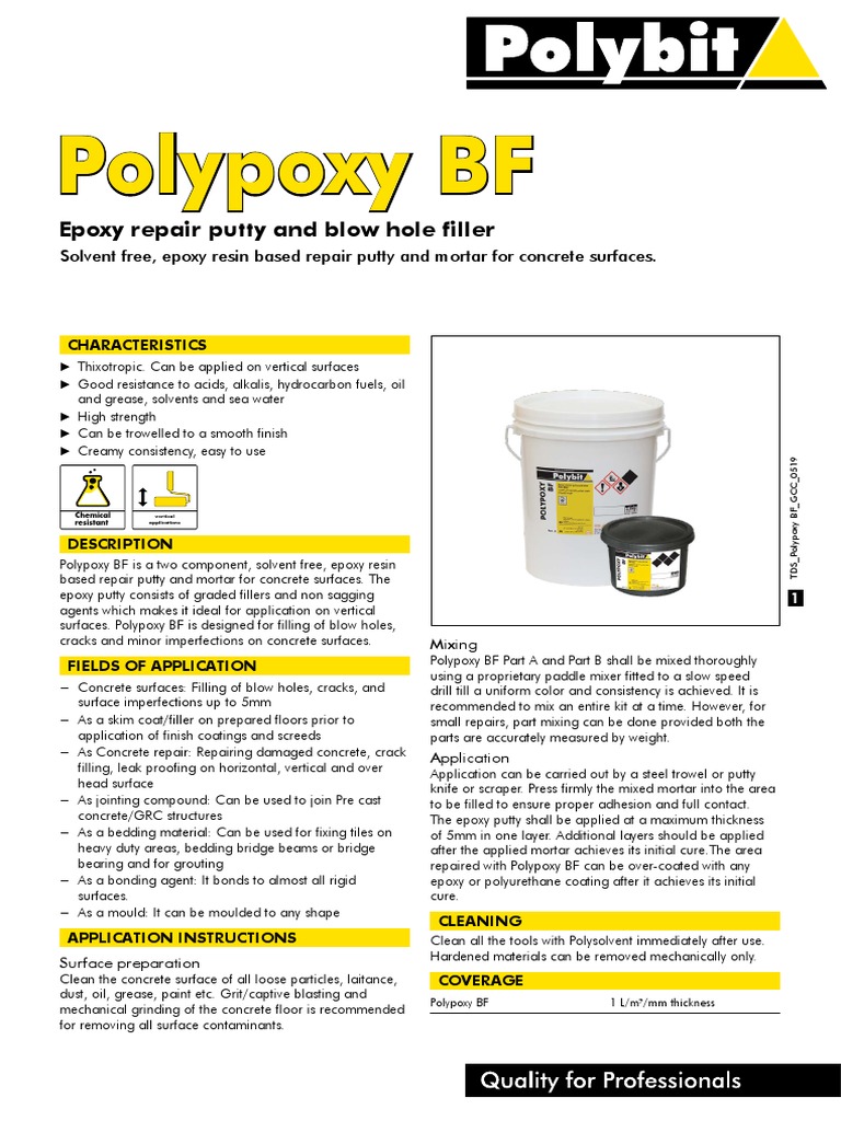 Polypoxy BF: Epoxy Repair Putty and Blow Hole Filler | PDF | Epoxy ...