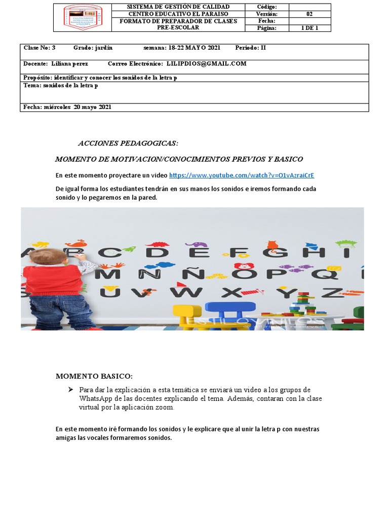 Sonidos de La Letra P | PDF